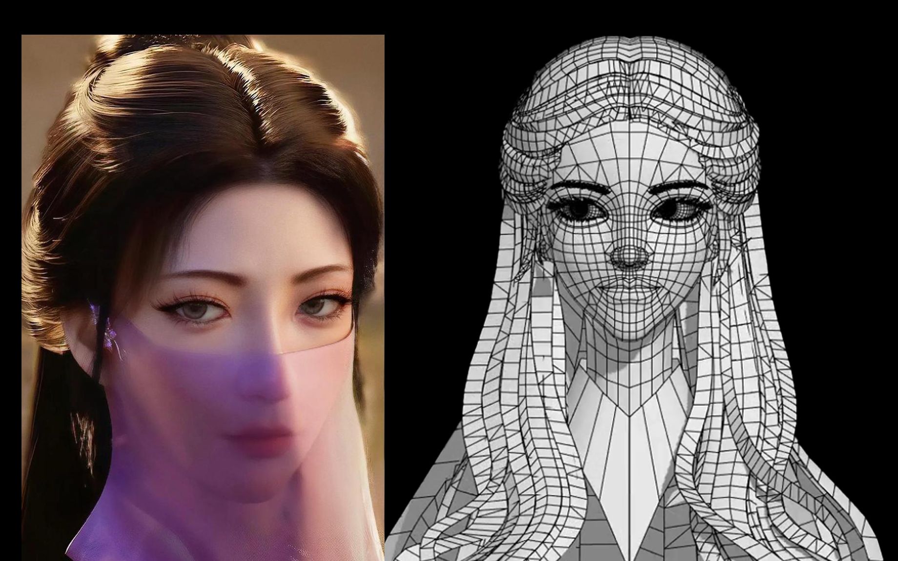 3dmax女性人头布线，新手必入，全站最细南宫婉头部结构布线教程 哔哩哔哩
