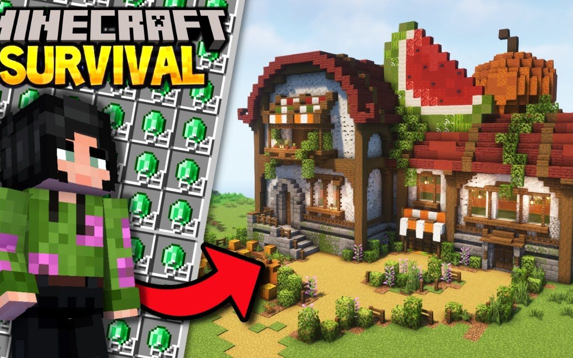 【Sevaris】Minecraft 建筑教程-西瓜和南瓜农场屋（搬运）_哔哩哔哩_bilibili