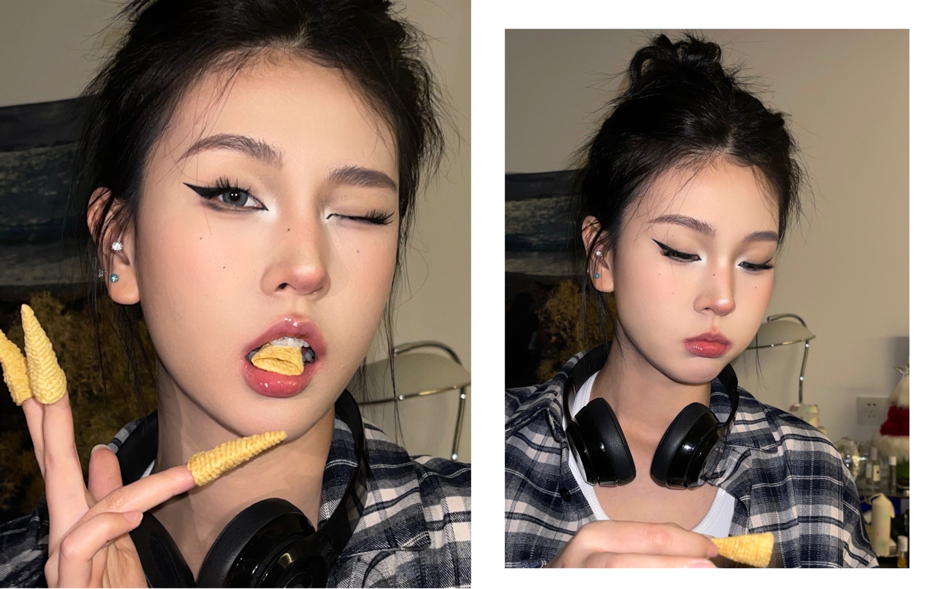单眼皮轻混血妆容很适合宅家自拍yo 哔哩哔哩