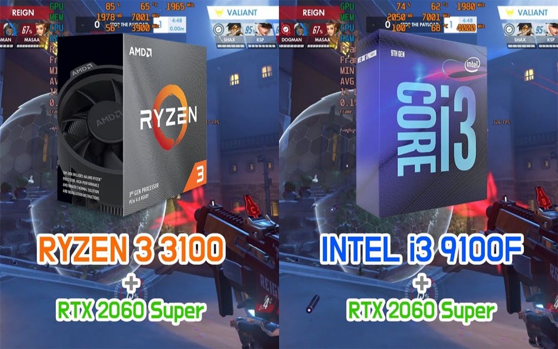 R3 3100 vs i3-9100F CPU游戏性能测试对比（1080P分辨率，显卡为RTX 2060 Super） 1080P 60帧视频 ...