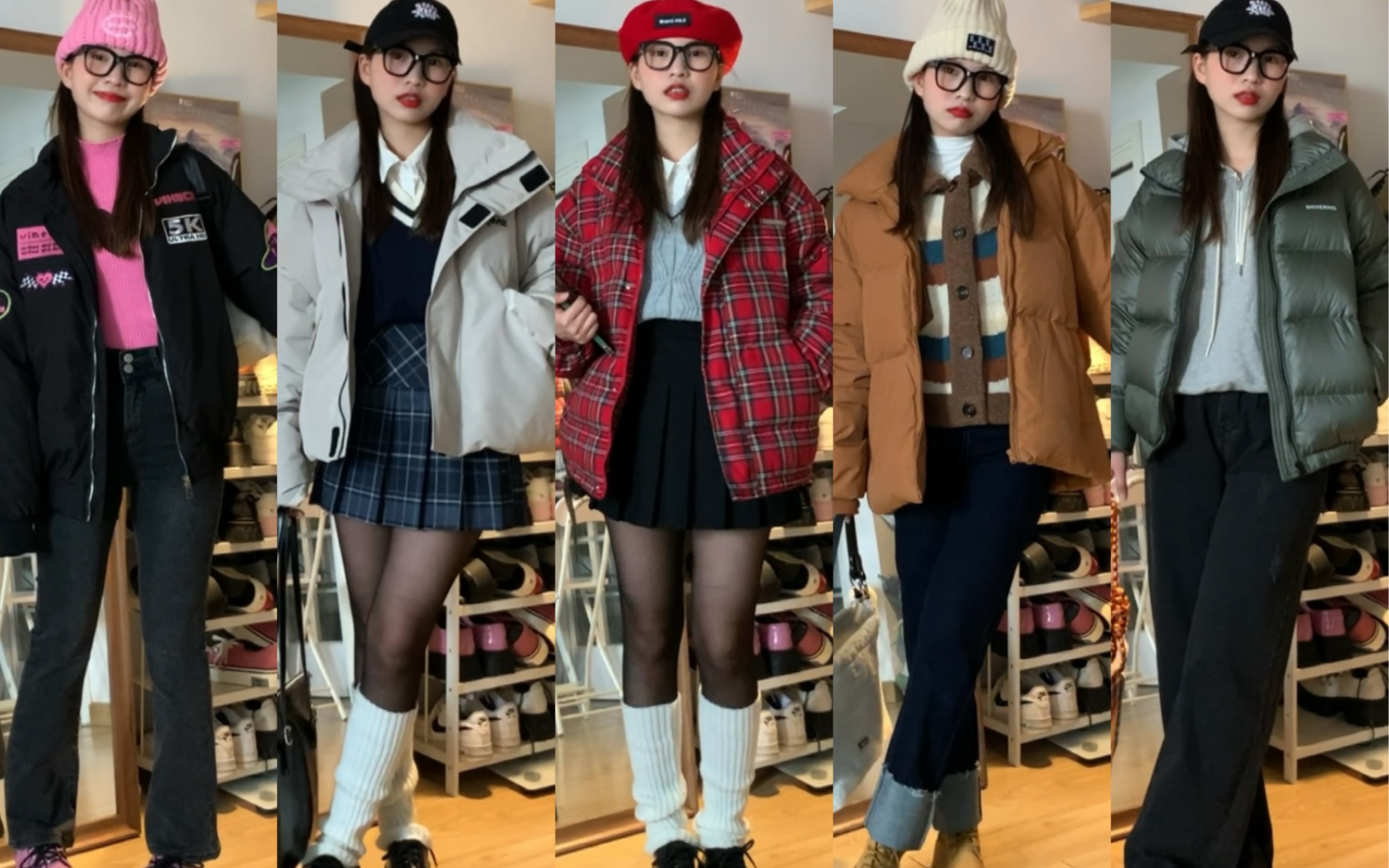 女大学生美式学院风棉服羽绒服穿搭暖 哔哩哔哩 