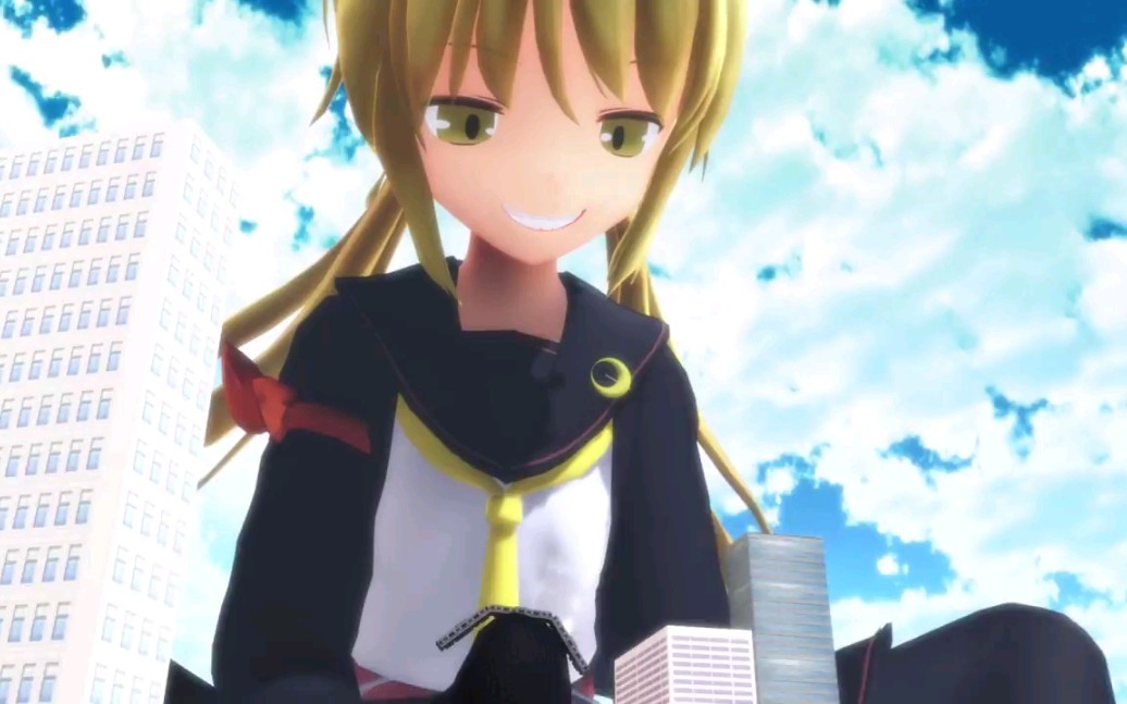 [MMD giantess]くつろぐ巨大娘その2 ニーソver-Relaxing giantess part 2 Knee High ...