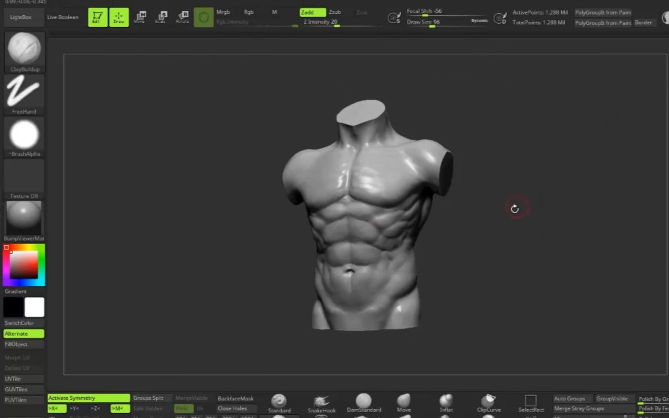 【zbrush】基础教程怎么雕刻一个肌肉躯体，一步一步演示出来_哔哩哔哩_bilibili