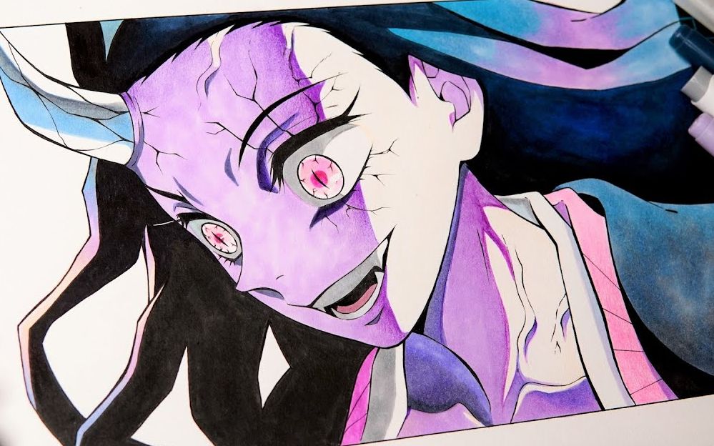 画一个鬼化祢豆子！战力飙升燃炸天！_哔哩哔哩_bilibili