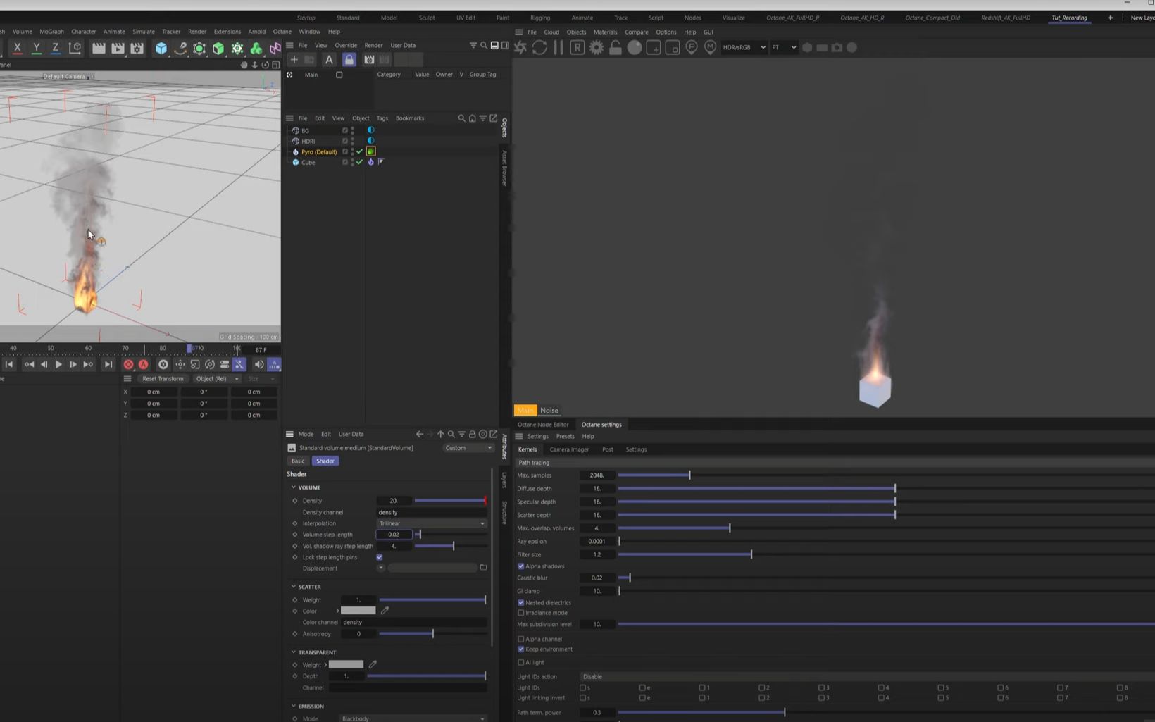 C4D中使用OC渲染C4D2023.1 Pyro烟雾 - 视频下载 Video Downloader