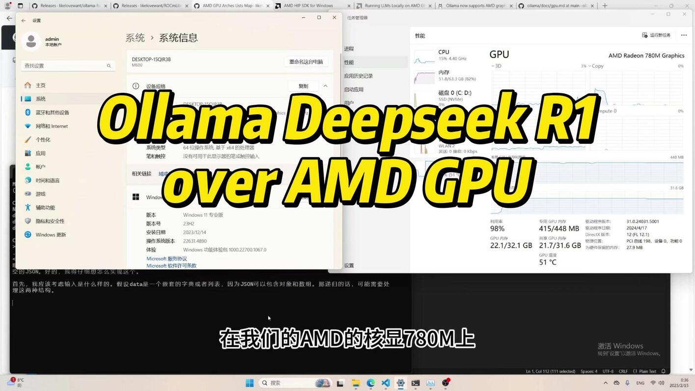 如何使用AMD GPU通过Ollama运行Deepseek R1本地大模型 - 哔哩哔哩
