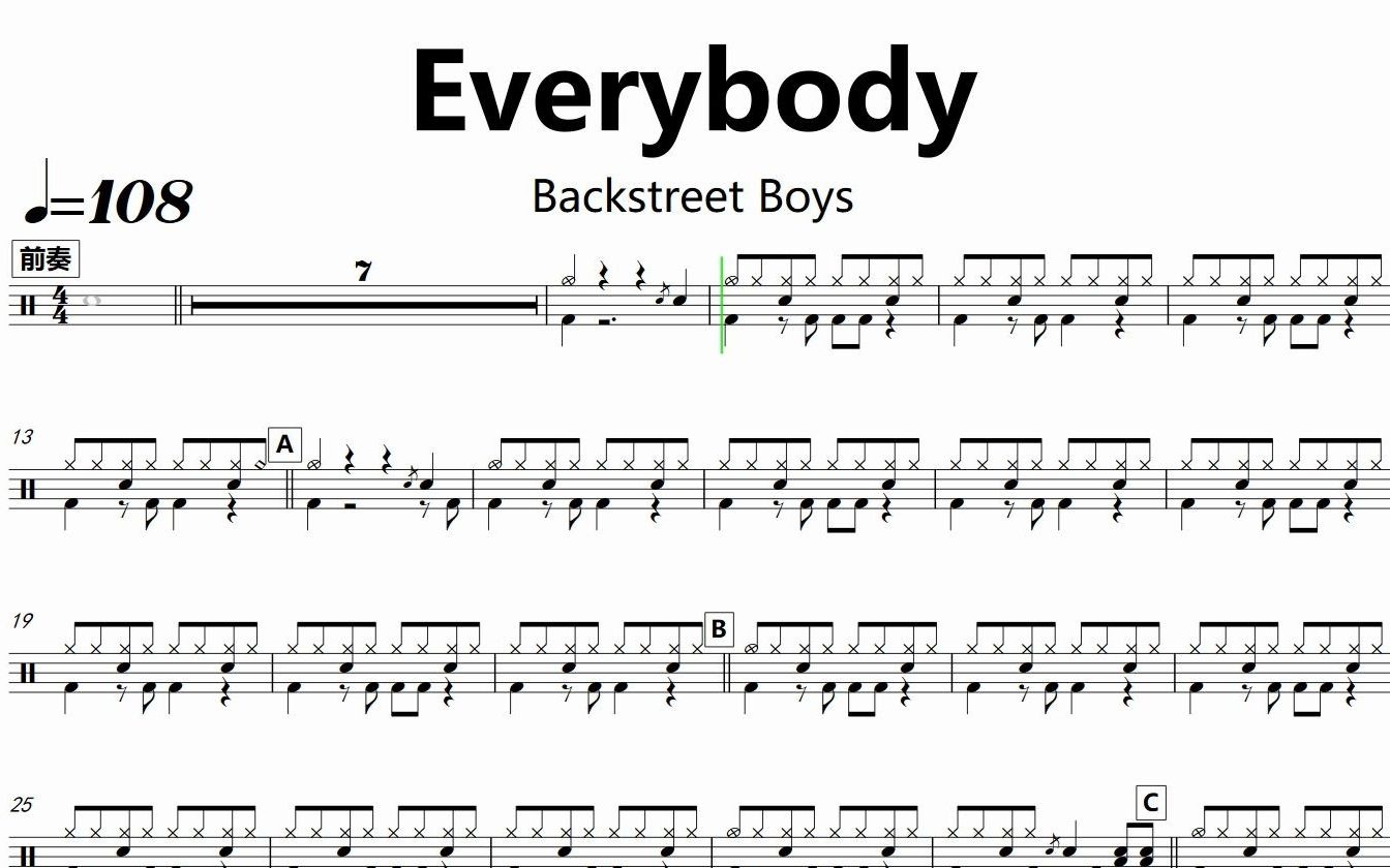 【金牌乐手网】DT0327.Backstreet Boys - Everybody 鼓谱 动态鼓谱 无鼓伴奏 drum cover_哔哩哔哩 ...