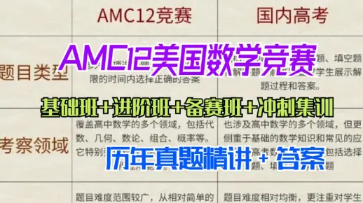 【AMC12备赛班】美国高中奥数AMC12基础班+进阶班+备赛班+冲刺集训视频+讲义PDF_哔哩哔哩_bilibili