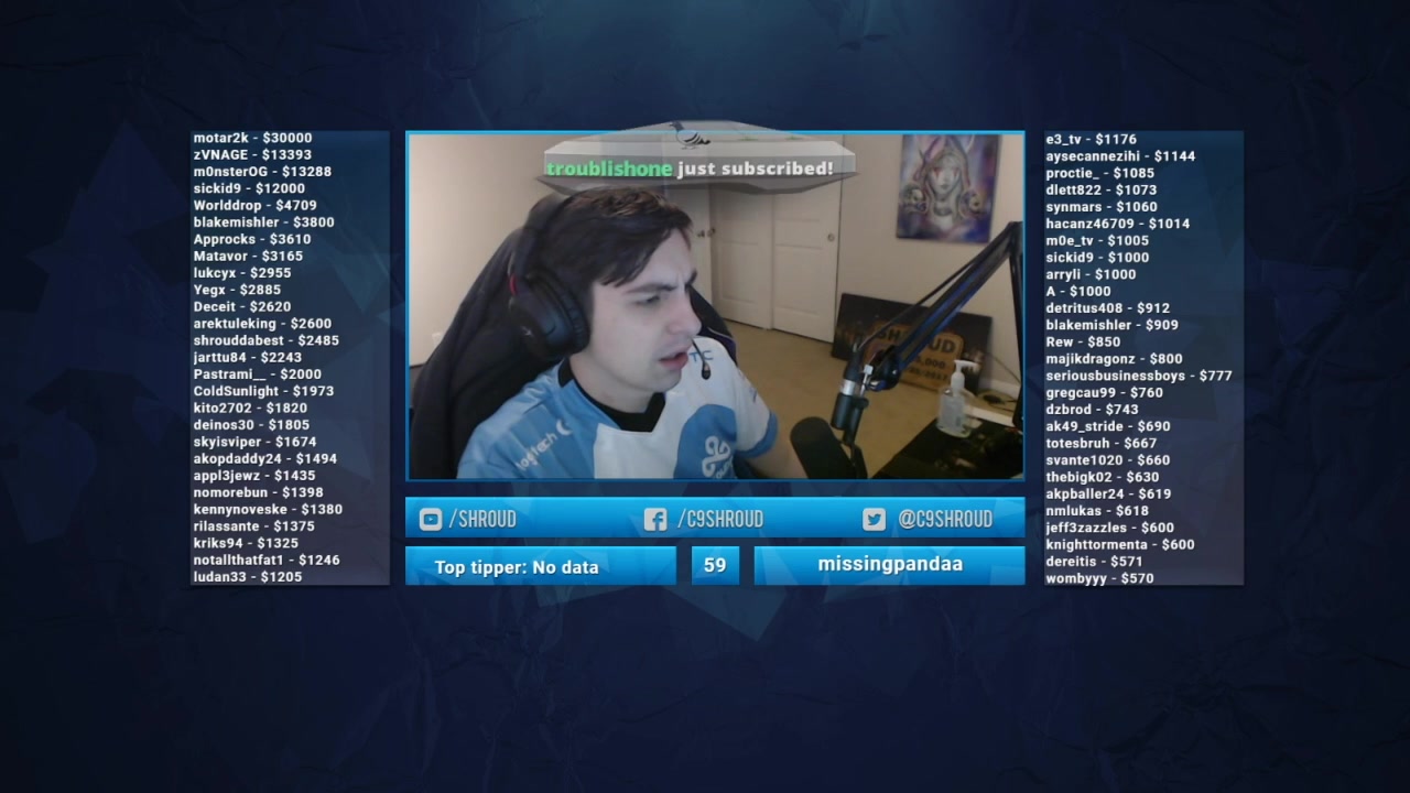 【Shroud】C9夺冠波士顿major后大佬穿skadaddy队服直播_哔哩哔哩_bilibili