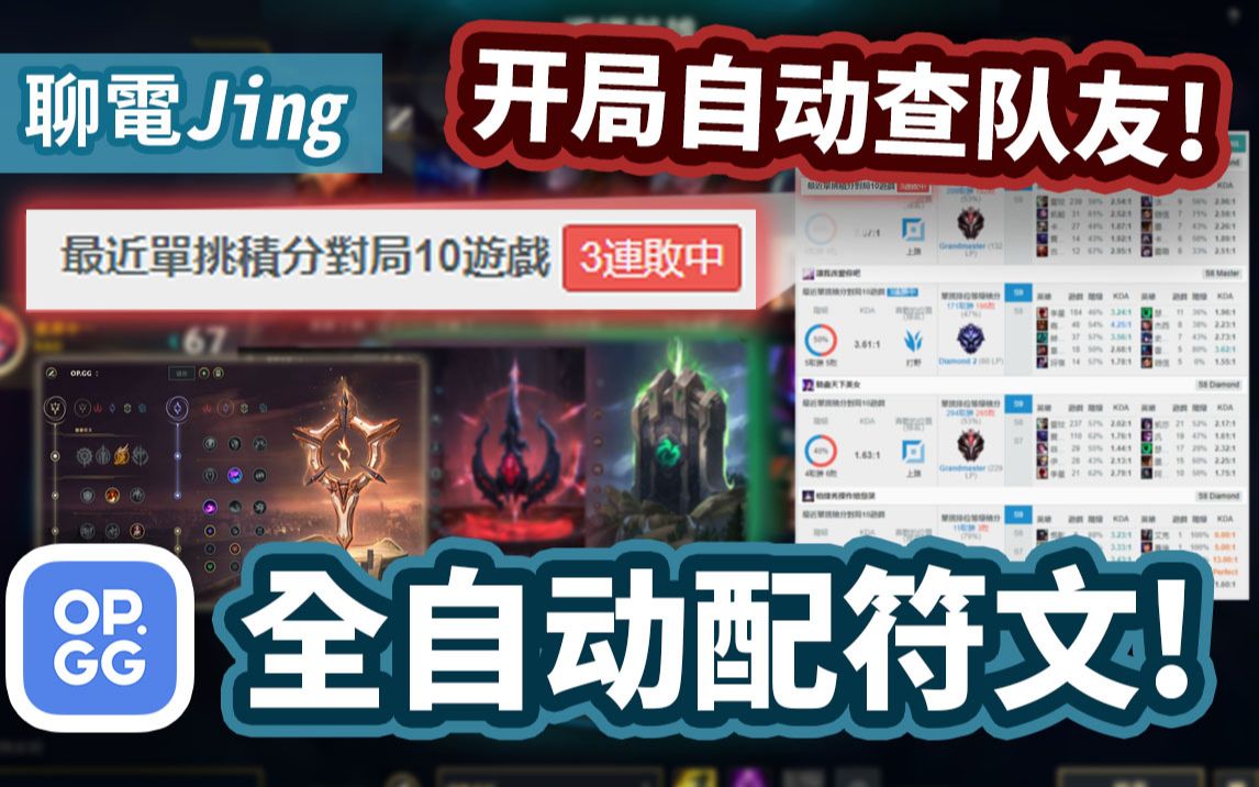 【聊电Jing】LOL自动查队友战绩 & 自动配符文+出装推荐的超神插件! | Google Chrome扩充功能 OP.GG ...