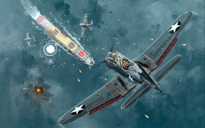 决战中途岛：无畏式俯冲轰炸机直接命中日本赤城号、加贺号和苍龙号航空母舰_哔哩哔哩_bilibili