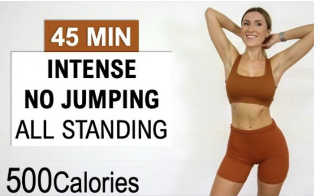 【Eleni Fit】45分钟500卡高强度无跳跃站立HIIT｜无重复暴汗燃脂 - 哔哩哔哩