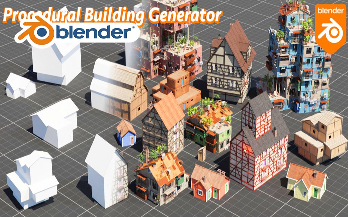 程序建筑！blender插件 Procedural Building 1.3 程序建筑生成房屋村庄城市_哔哩哔哩_bilibili