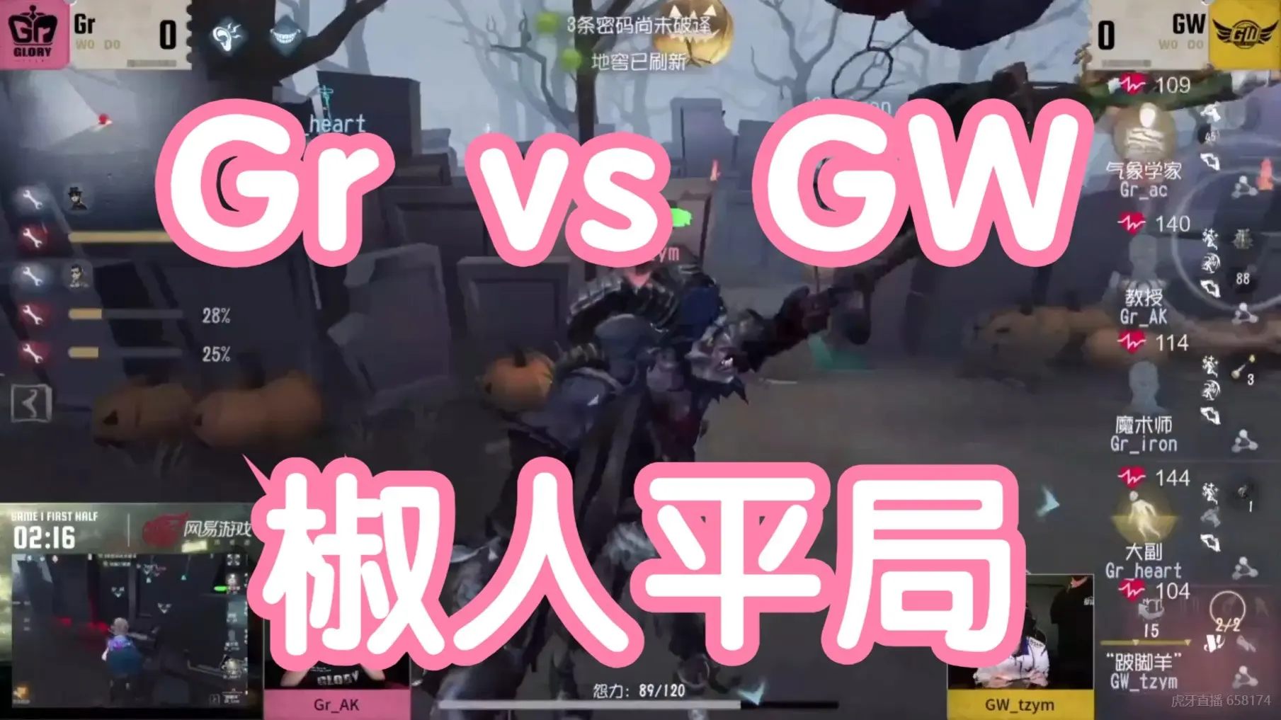 第五人格夏季赛IVL | Gr 】 主播OB Gr vs GW 椒人平局！_哔哩哔哩bilibili_第五人格