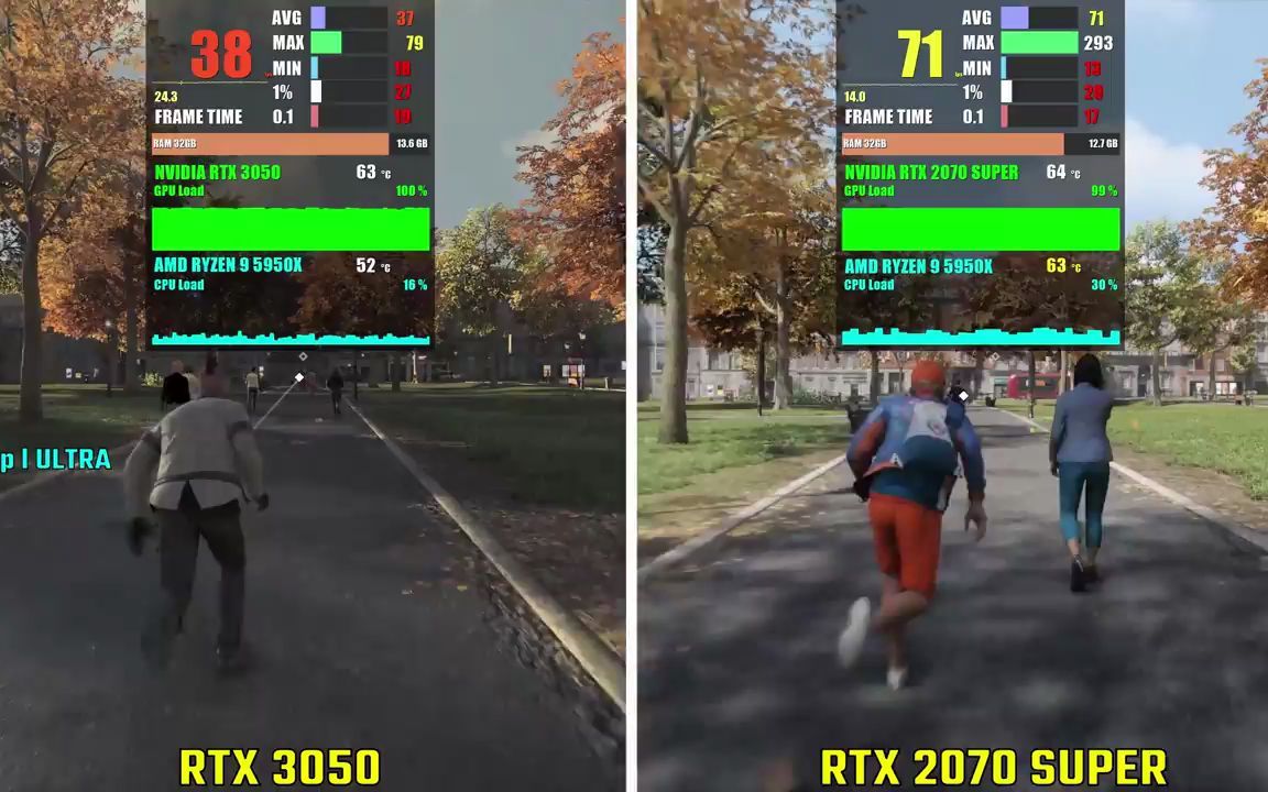 RTX 3050 vs RTX 2070 SUPER _ 1440p分辨率游戏性能对比_游戏集锦