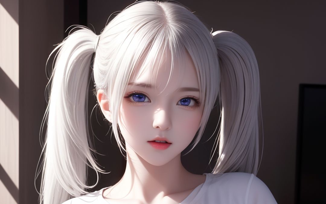 AI绘画，第三十八期，白发双马尾 - 哔哩哔哩