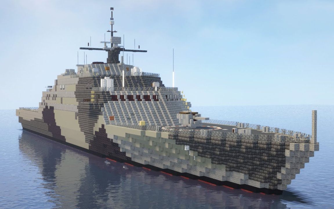 【Minecraft】美国 USS 自由级濒海战斗舰教程 -- 第一部分（共两部分）（1.5:1比例）_哔哩哔哩bilibili_我的世界