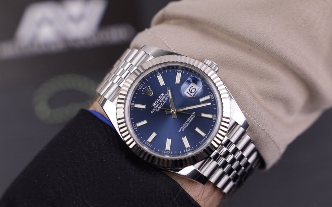 【1080P静赏】实物拍摄 ROLEX劳力士41日志型126334蓝盘纪念表带_哔哩哔哩_bilibili