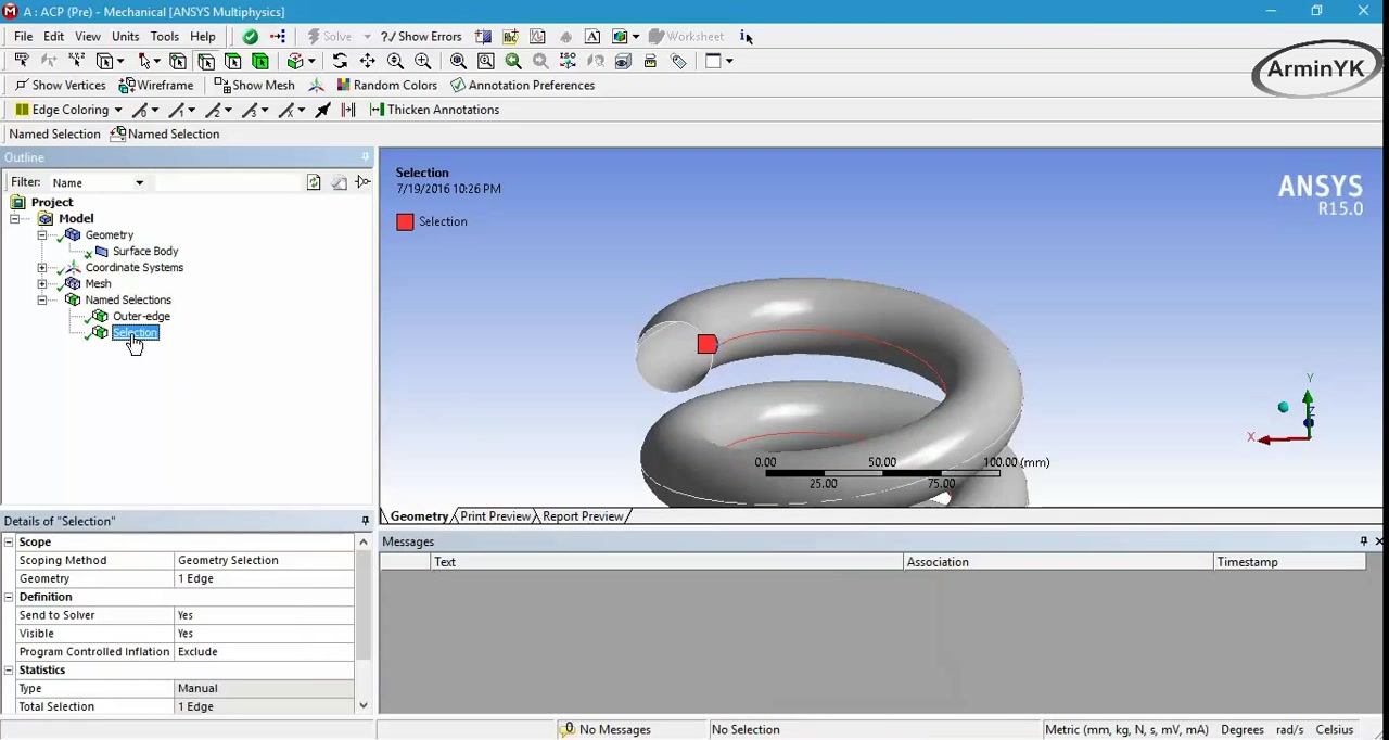 使用ACP在Ansys Workbench中为Helix创建（45°0°45°）铺层(Creating a (45°0°45°) layup ...
