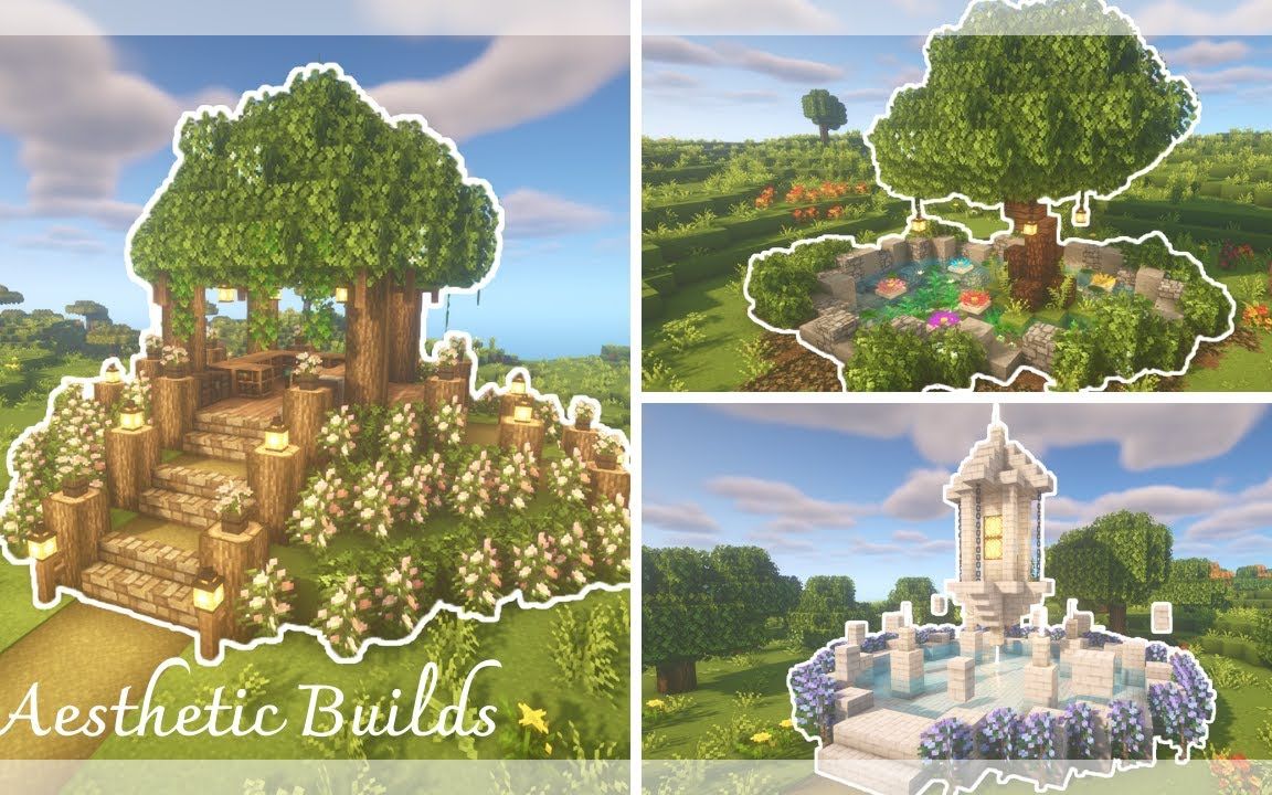 【Croissant Cat】Minecraft 建筑教程-3种田园风光花... - 哔哩哔哩