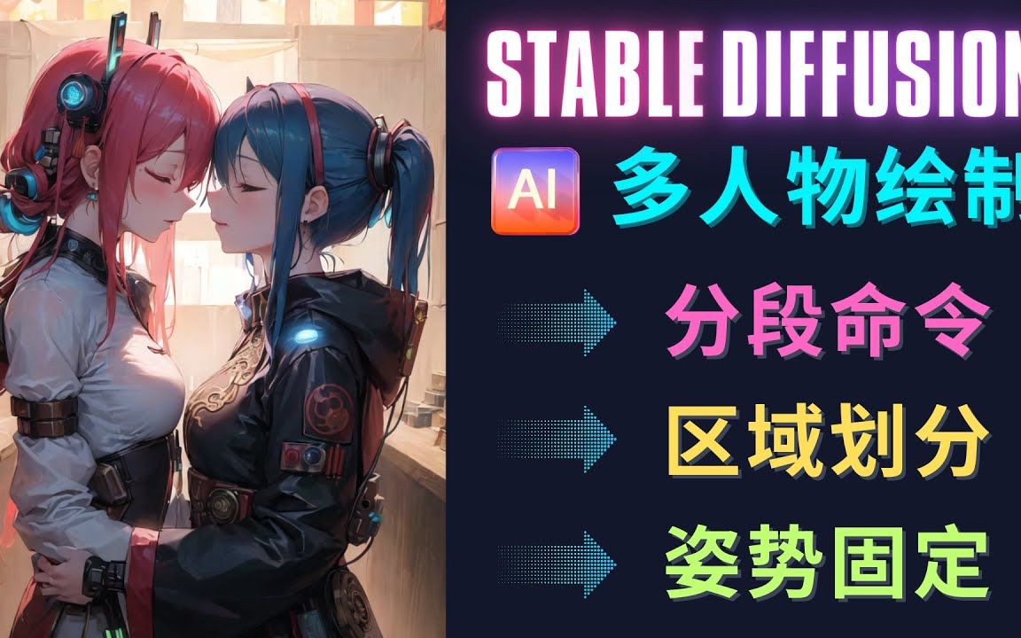 【AI绘画】画出自己想要的CP图/多人图：Latent couple、Composable LoRA以及ControlNet的搭配使用
