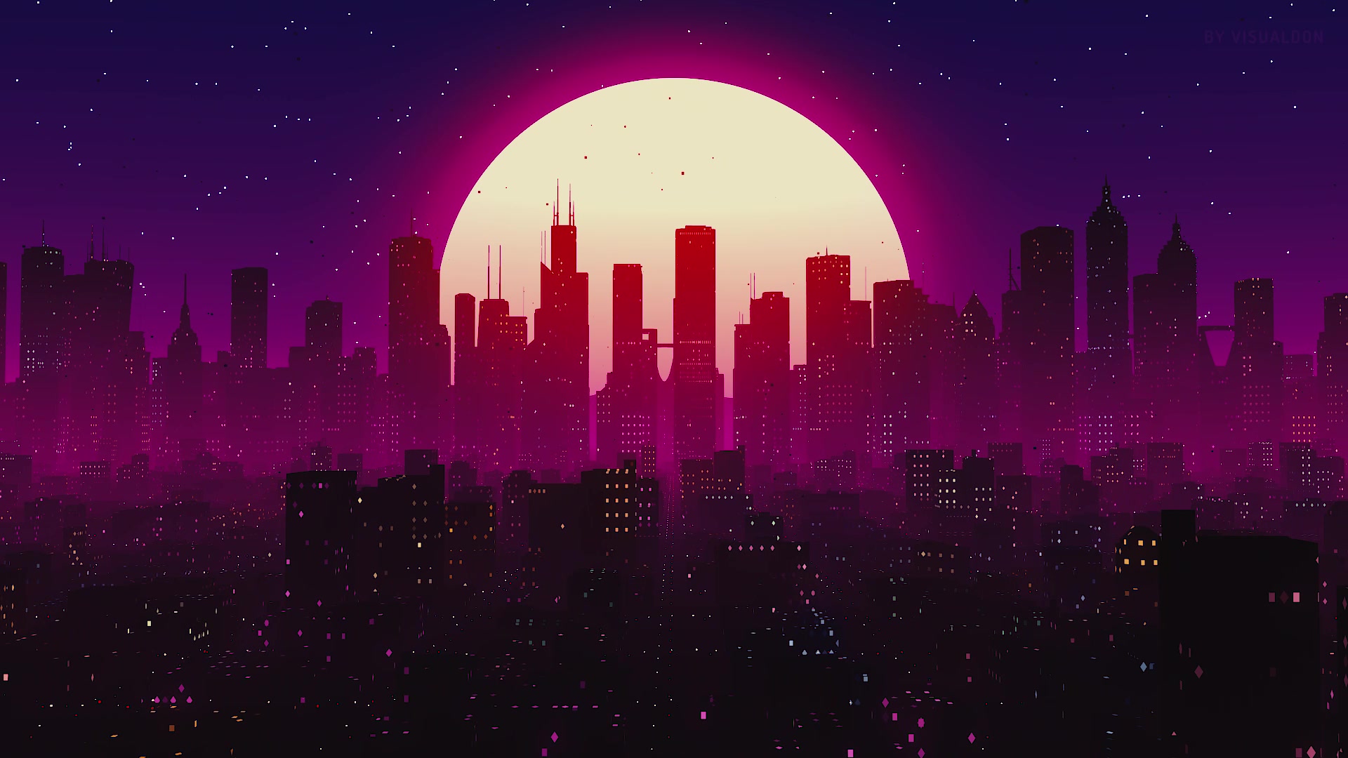 Synthwave City by VISUALDON (Loop)_哔哩哔哩_bilibili