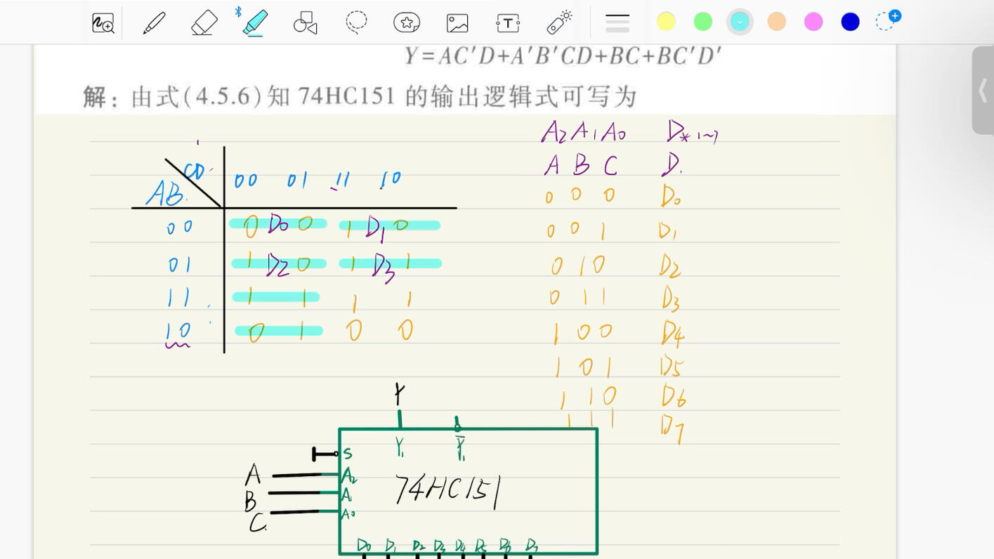 74HC151 8选1数据选择器产生逻辑函数，画出电路图 - 哔哩哔哩