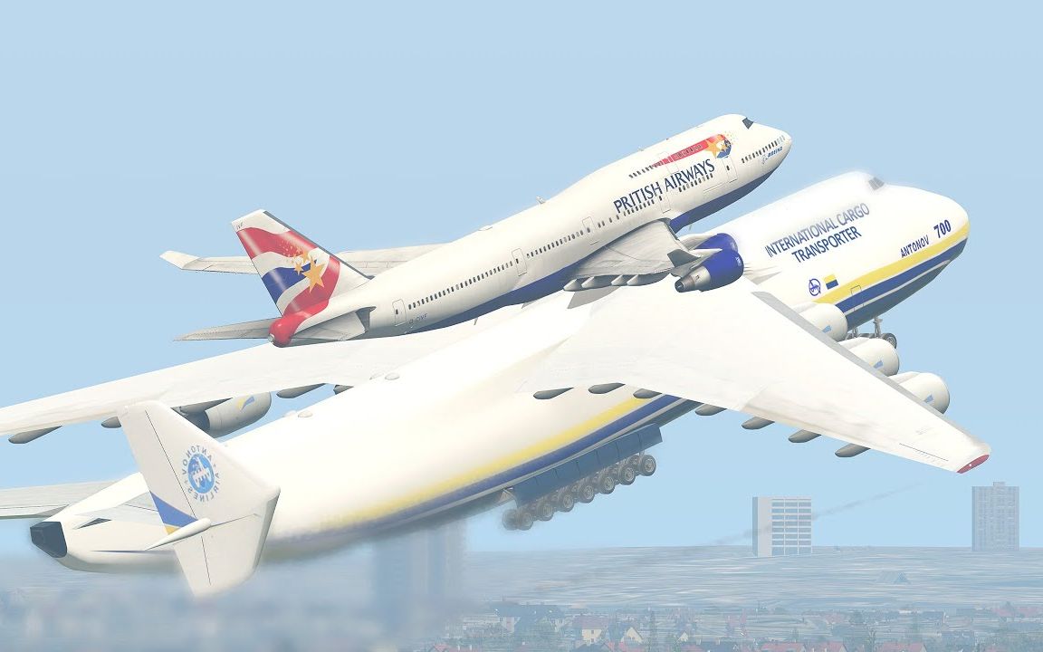 X-Plane 11】世界上超大的飞机安东诺夫A225搭载波音747（出了差错）【Bopbibun】_哔哩哔哩_bilibili