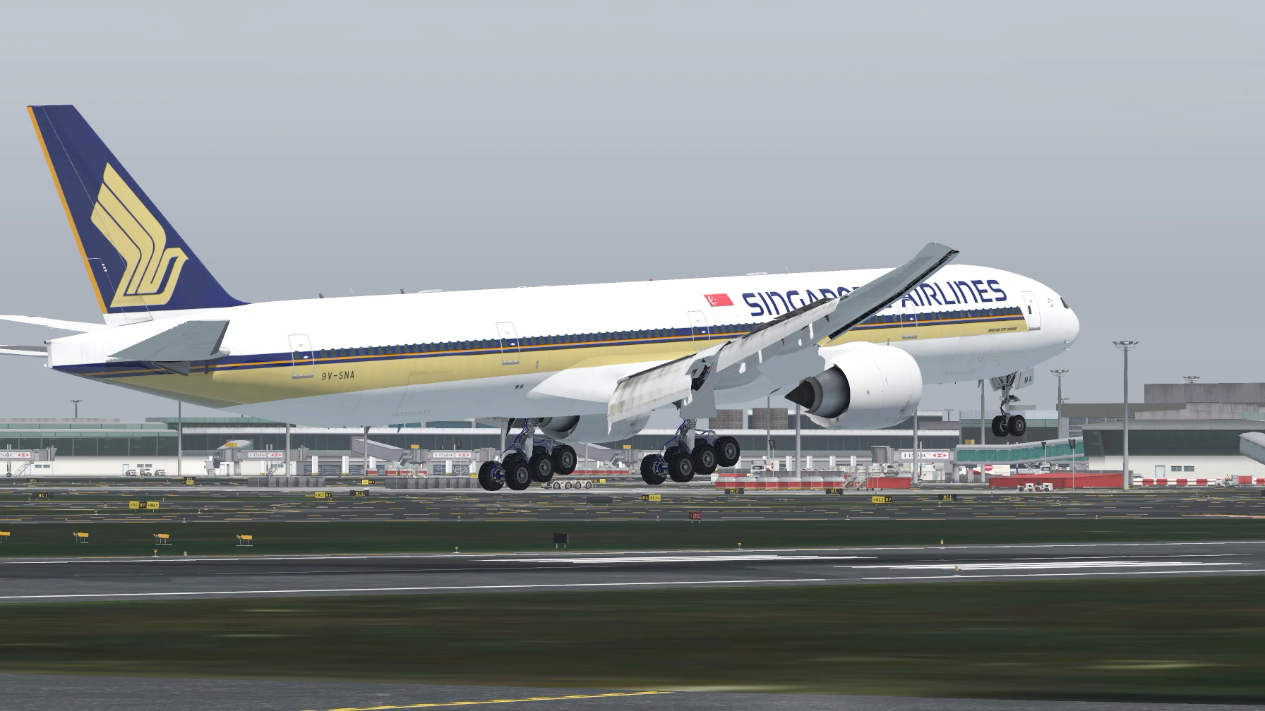 (Xplane11) FF B777-300ER(SIA) 新加坡樟宜国际机场20R ILS着陆