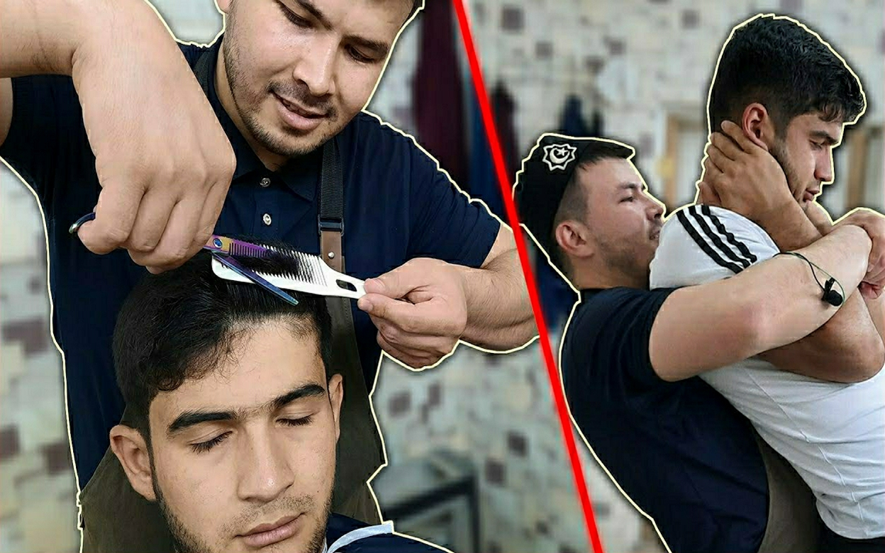 【Uzbek Barber】Relaxing Scissor Haircut and Barber Massage_哔哩哔哩_bilibili