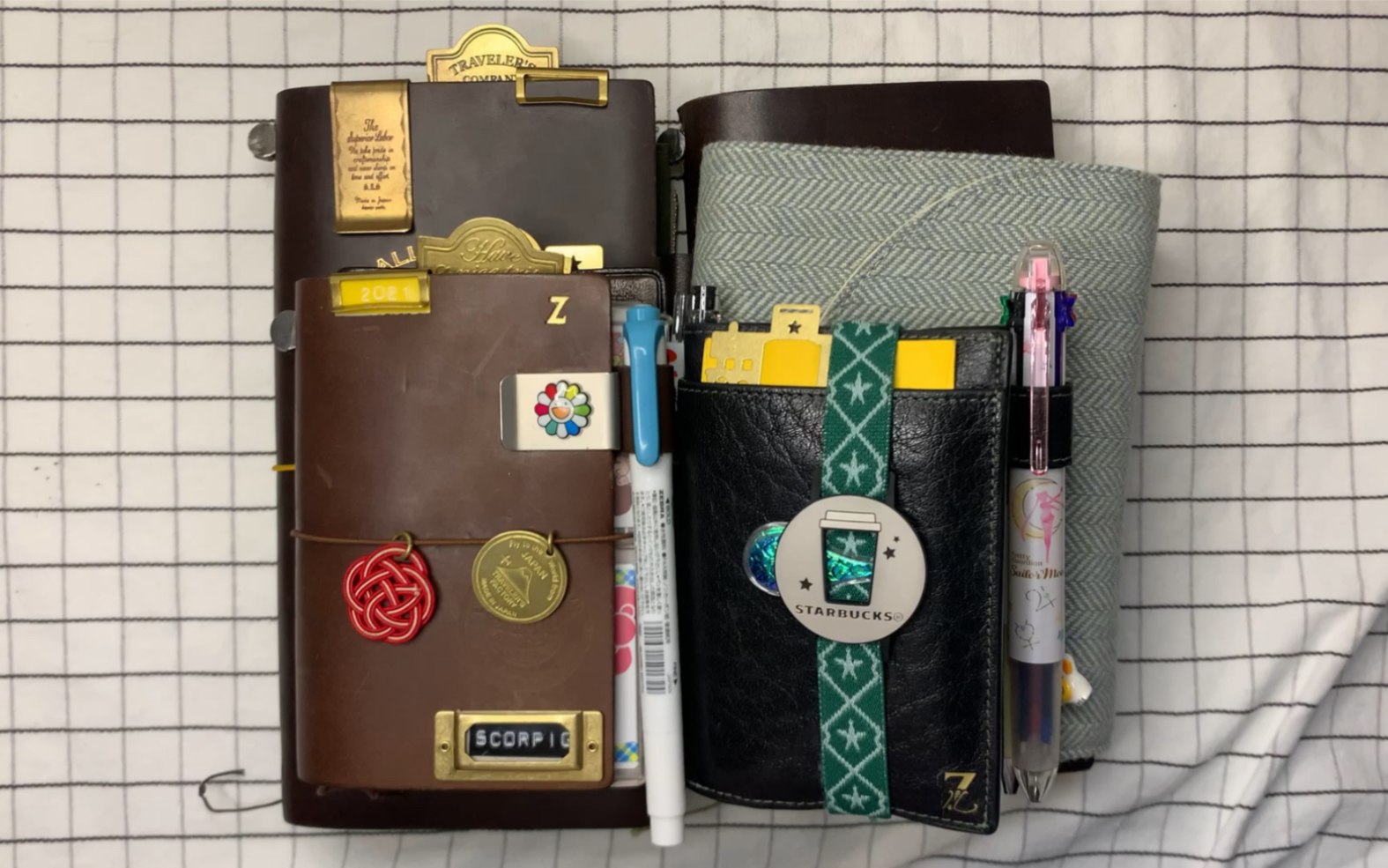 [猪猪]2021手帐体系 主题：一月手帐复盘|hobonichi五年|traveler's notebook|ashford micro5 ...