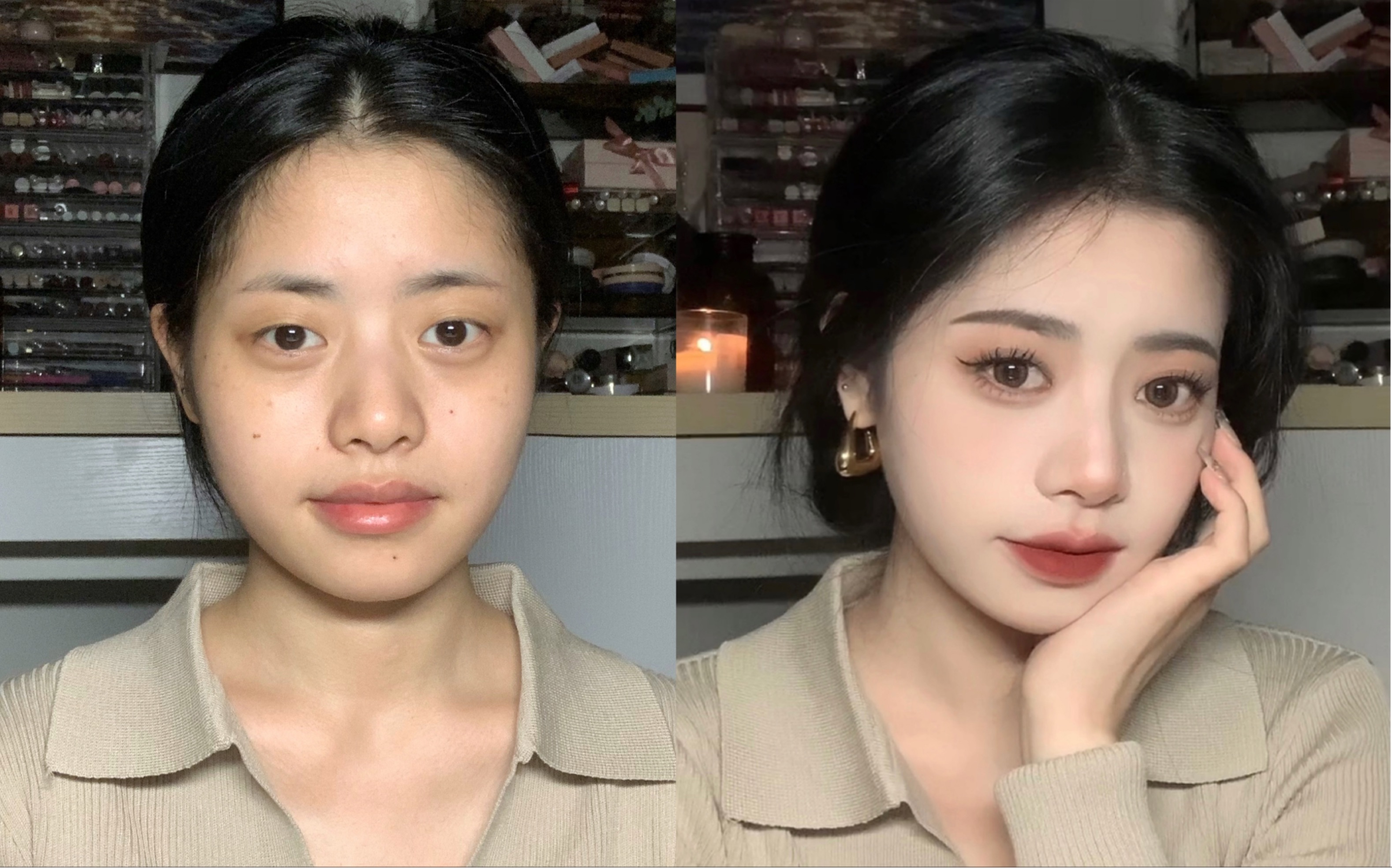 单眼皮女孩|美式低饱和妆容 雾面哑光妆容 简单高级又耐看~ 温柔姐姐妆分享 哔哩哔哩