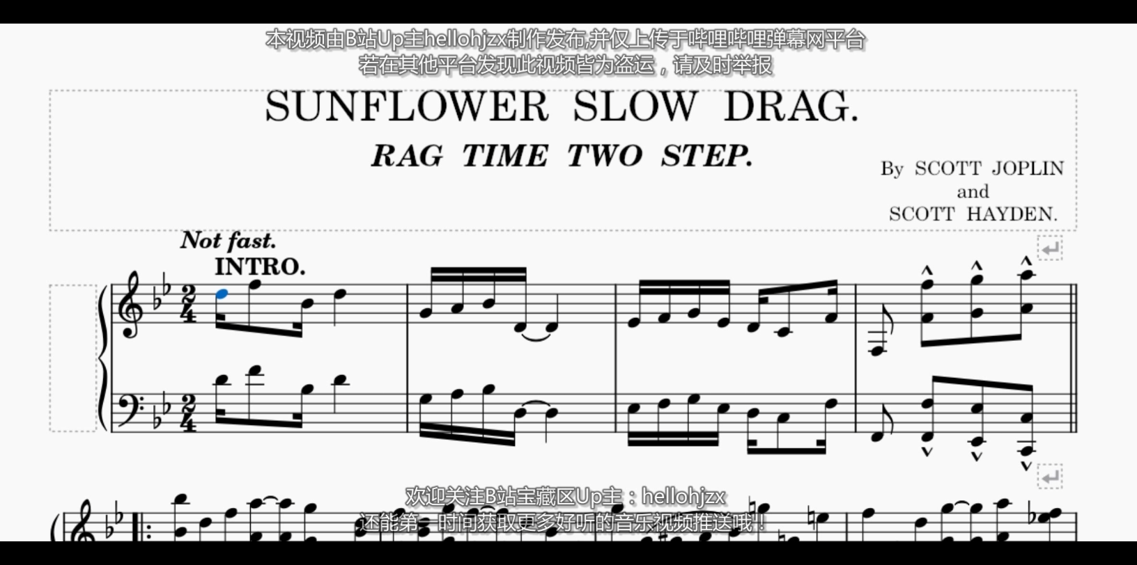 乔普林：原版《向日葵慢步舞曲（拉格泰姆二步舞曲）》-Joplin & Hayden:Sunflower Slow Drag（1901年与斯科特 ...