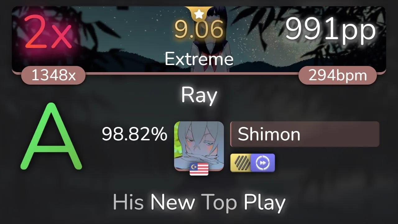 [9.06⭐] Shimon | PassCode - Ray [Extreme] +HDDT 98.82% {991pp 2 } - osu ...