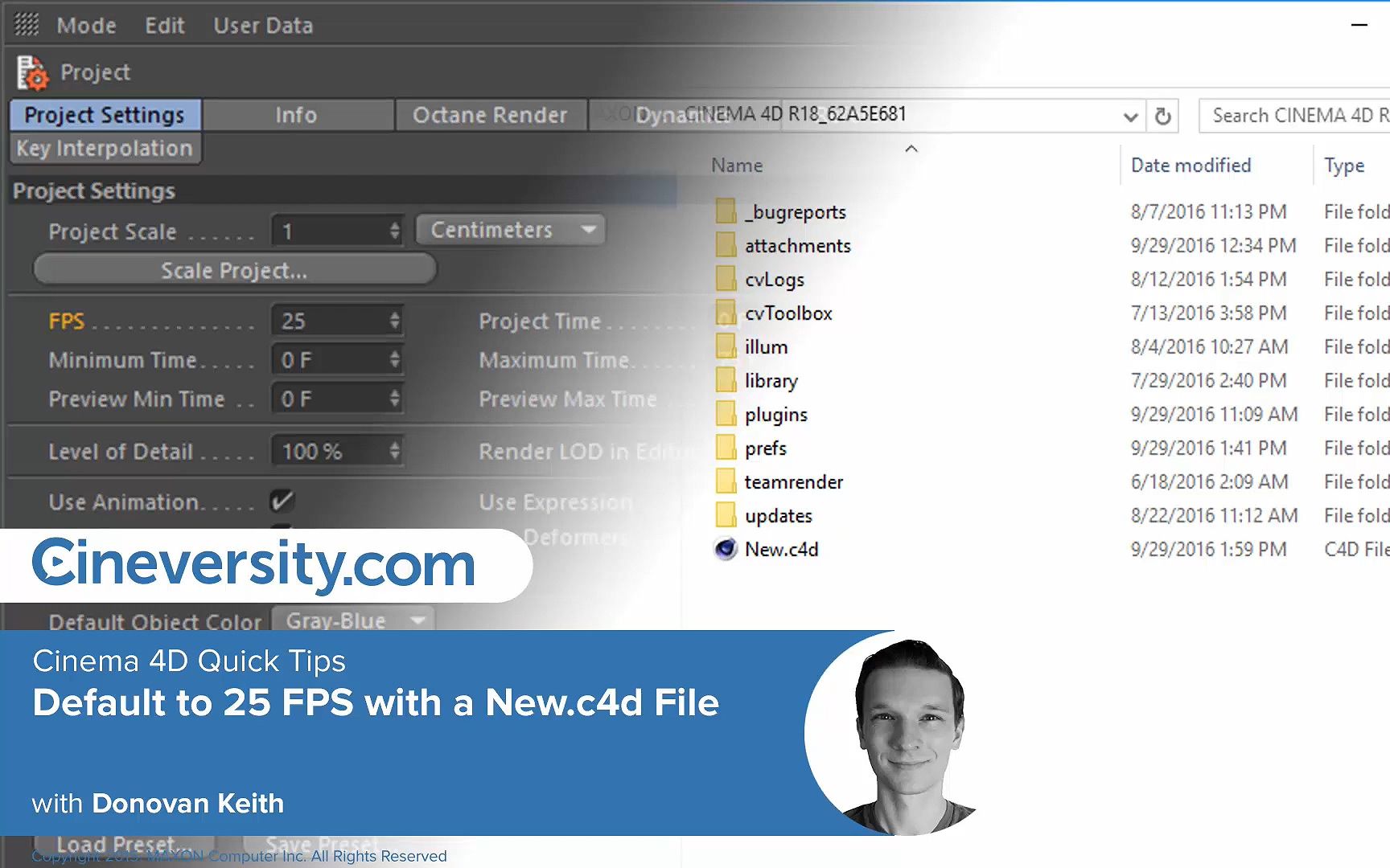 C4D小技巧 - 更改默认新建工程为25帧Cinema 4D Quicktip_Default to 25 FPS with a New ...
