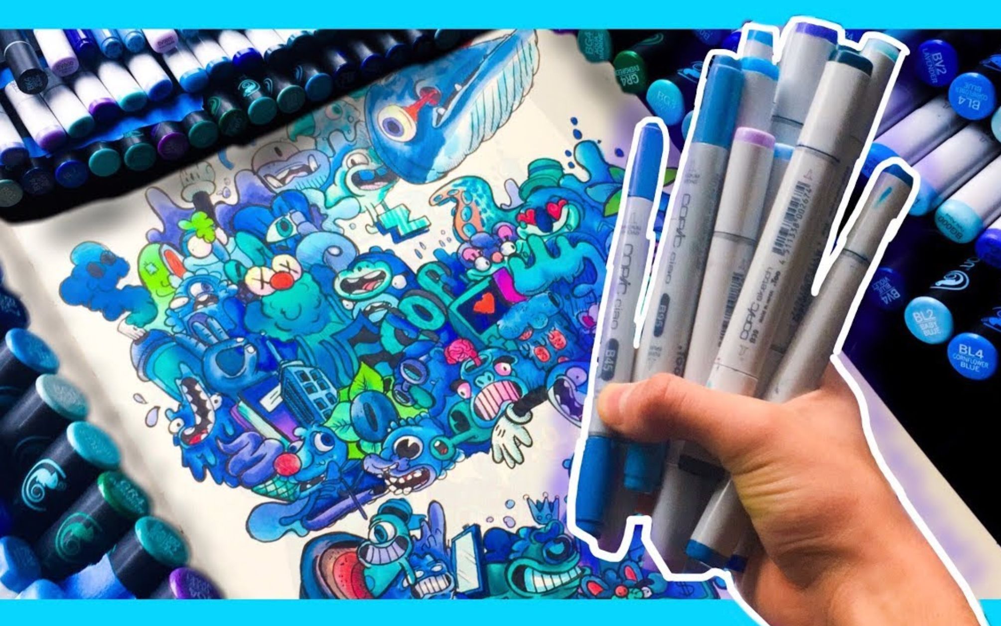 【gawx】只用蓝色来挑战画画！2019年的第一个视频_哔哩哔哩_bilibili