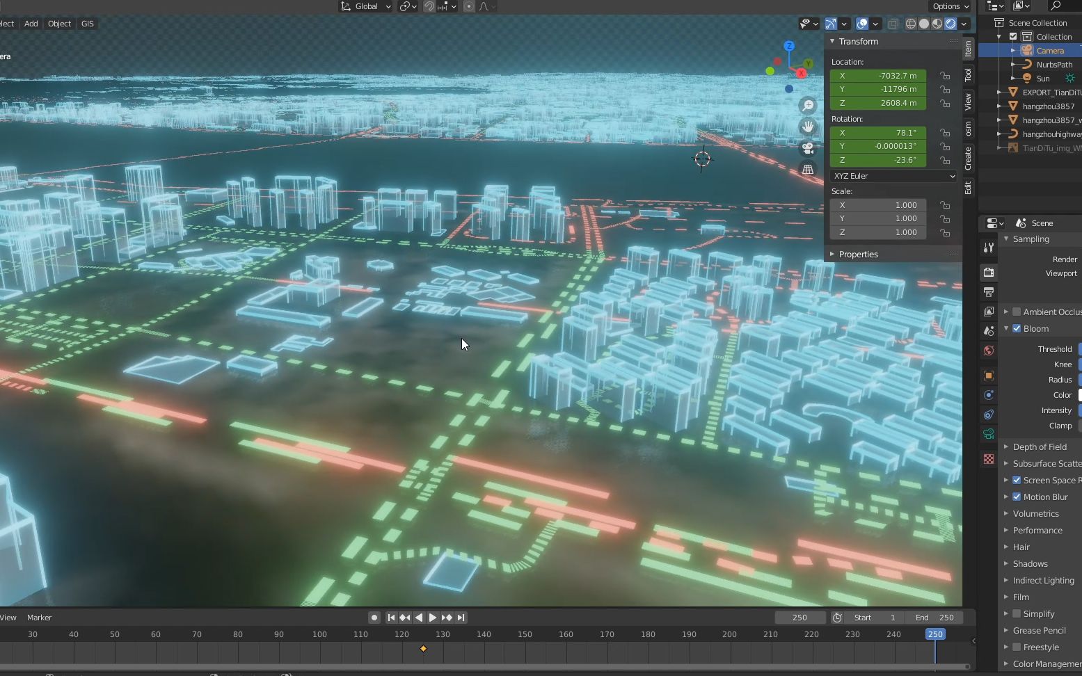BlenderGIS生成城市2-生成道路动画_哔哩哔哩_bilibili