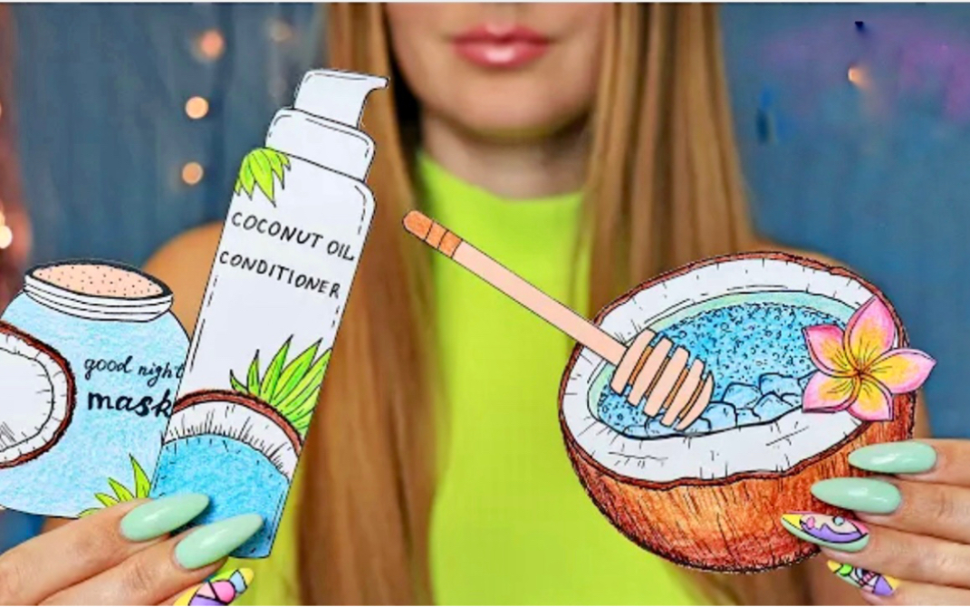 【Juliana Nana助眠】使用纸质化妆品进行化妆和护肤 🥥 АСМР_哔哩哔哩_bilibili