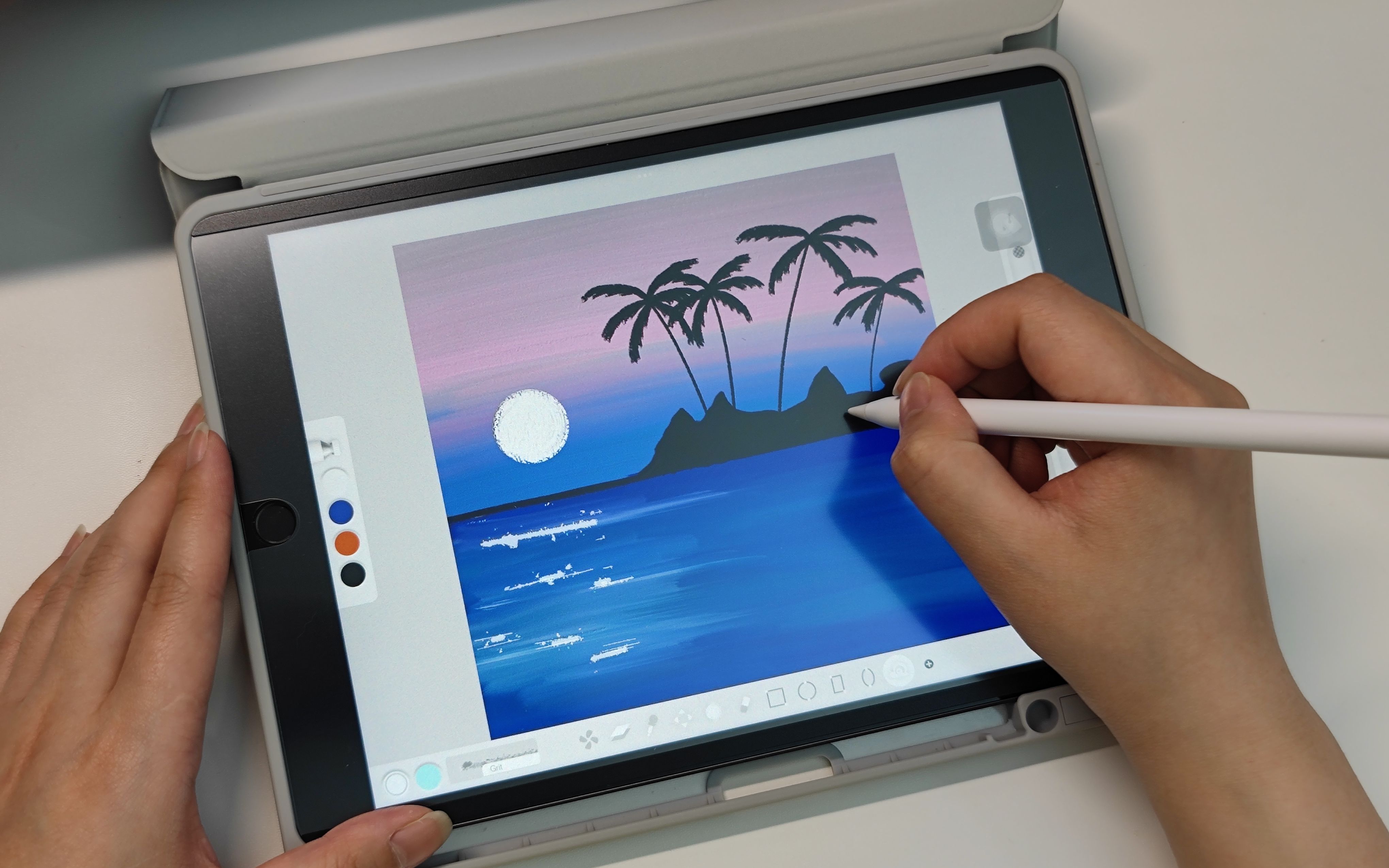 油画棒画丨ipad画画丨一起来画大海吧_哔哩哔哩_bilibili