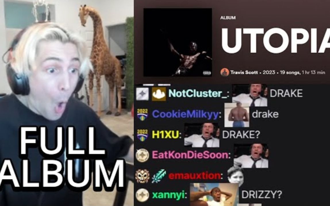 【中字】ADHD患者xqc直播与chat欣赏Travis Scott新专UTOPIA并在最后与Future国王语录狠狠共鸣-bompi ...