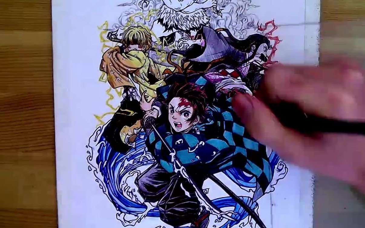 【手绘】鬼灭之刃教程 （圆珠笔）教你画鬼灭主角团_哔哩哔哩_bilibili