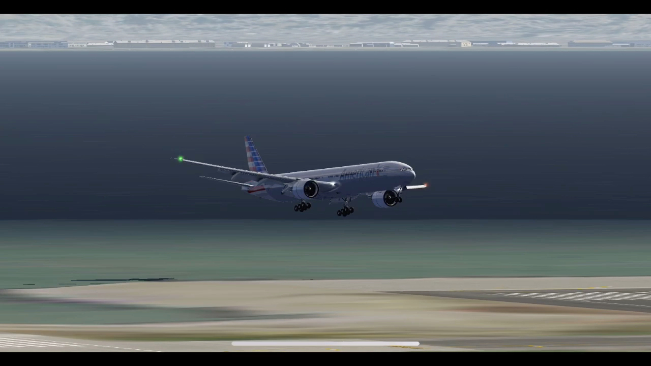 【Aerofly FS2020】美国航空波音777强侧风+湍流落地_哔哩哔哩_bilibili