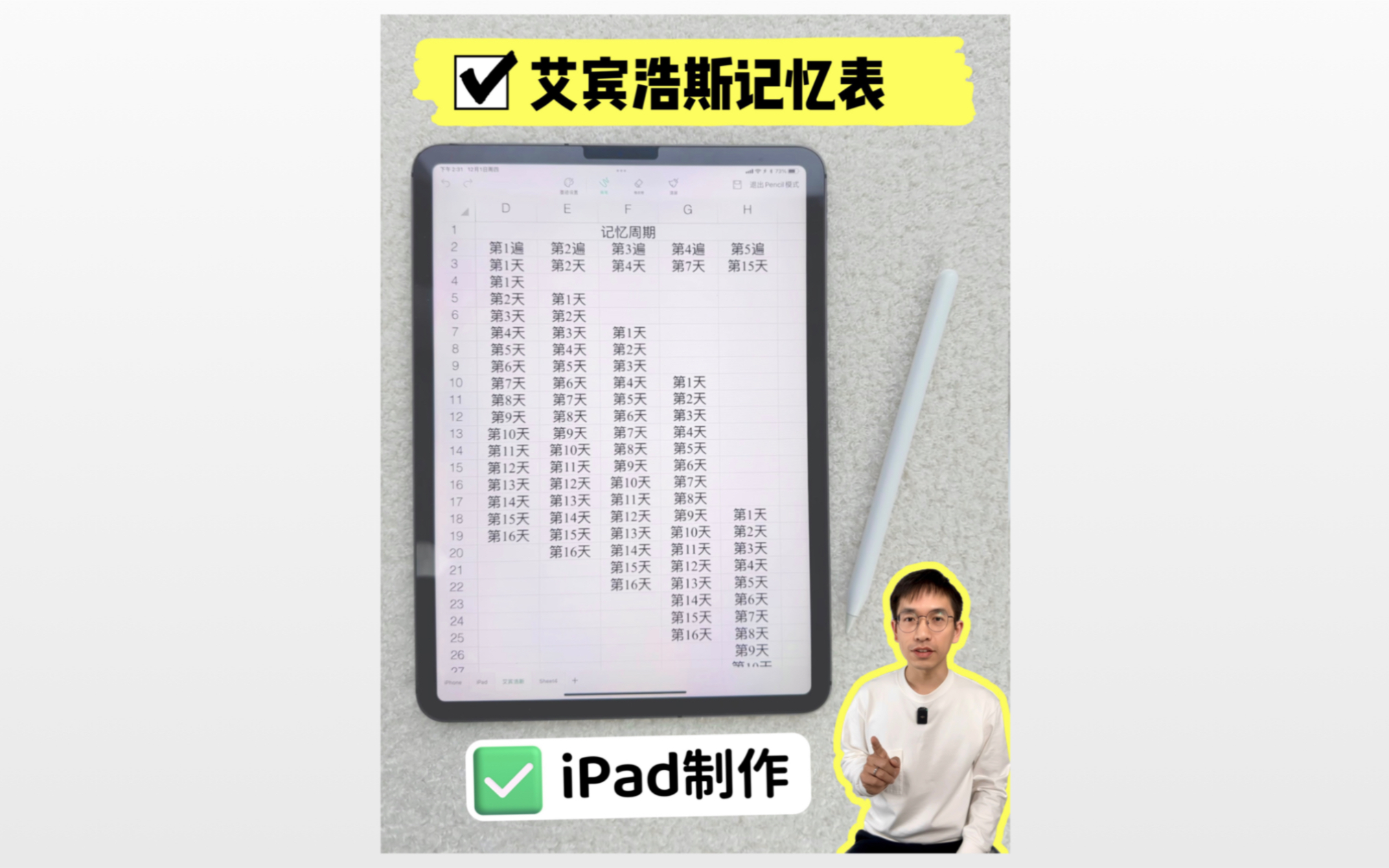 用ipad制作艾宾浩斯记忆表 哔哩哔哩