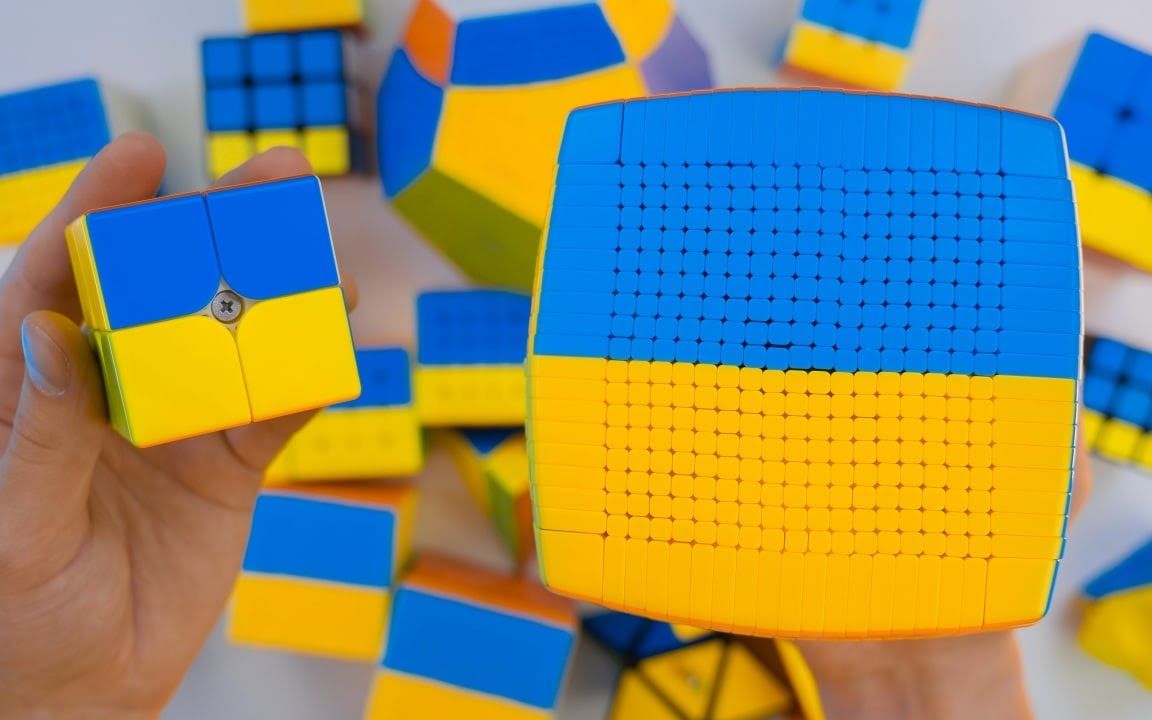 用各种魔方拼出乌克兰国旗🇺🇦 CUBASTIC-魔方根-图案-哔哩哔哩视频