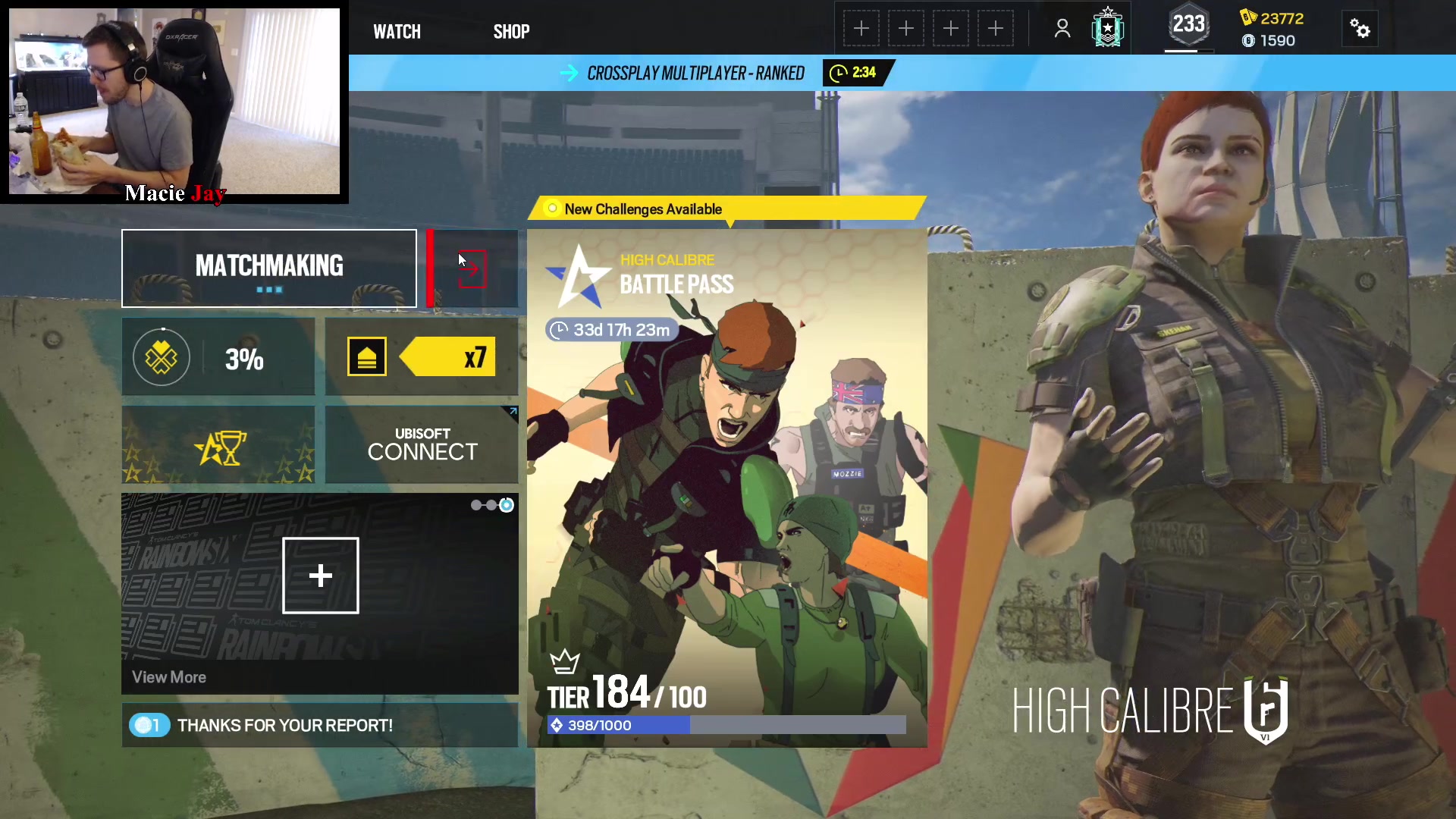 【Macie Jay】-彩虹六号/战神4 2022.1.19直播录像_彩虹六号