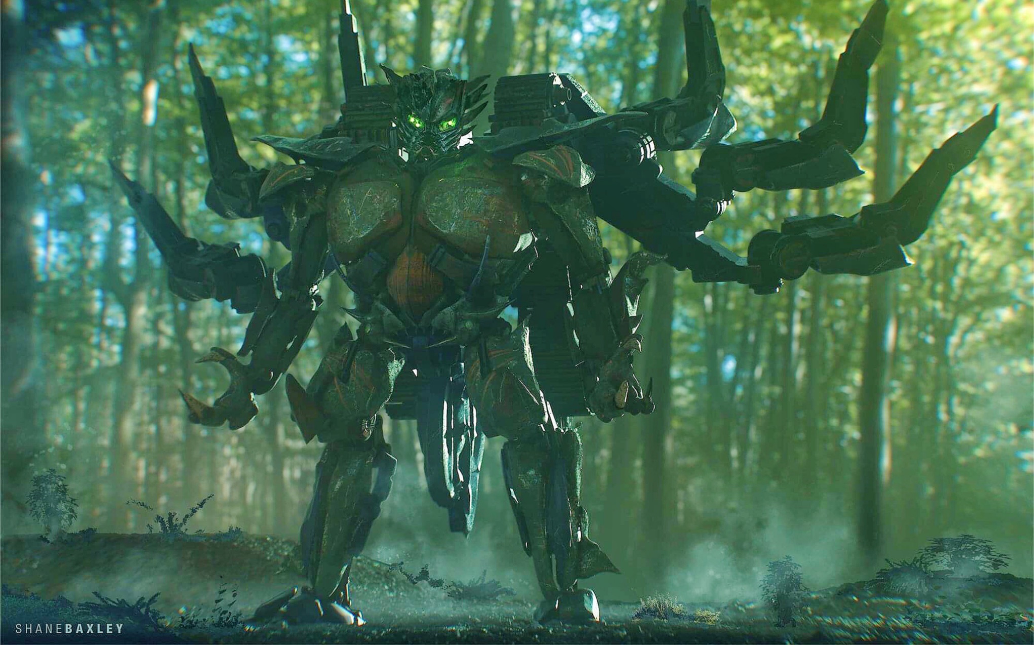 《变形金刚7》幕后特辑13:诺亚动力服,夜莺,黄豹武装形态,狂飙/狂暴,宇宙大帝变形,寻血猎犬,幻影,大黄蜂等角色cg概念设计ROTB变形金刚 ...