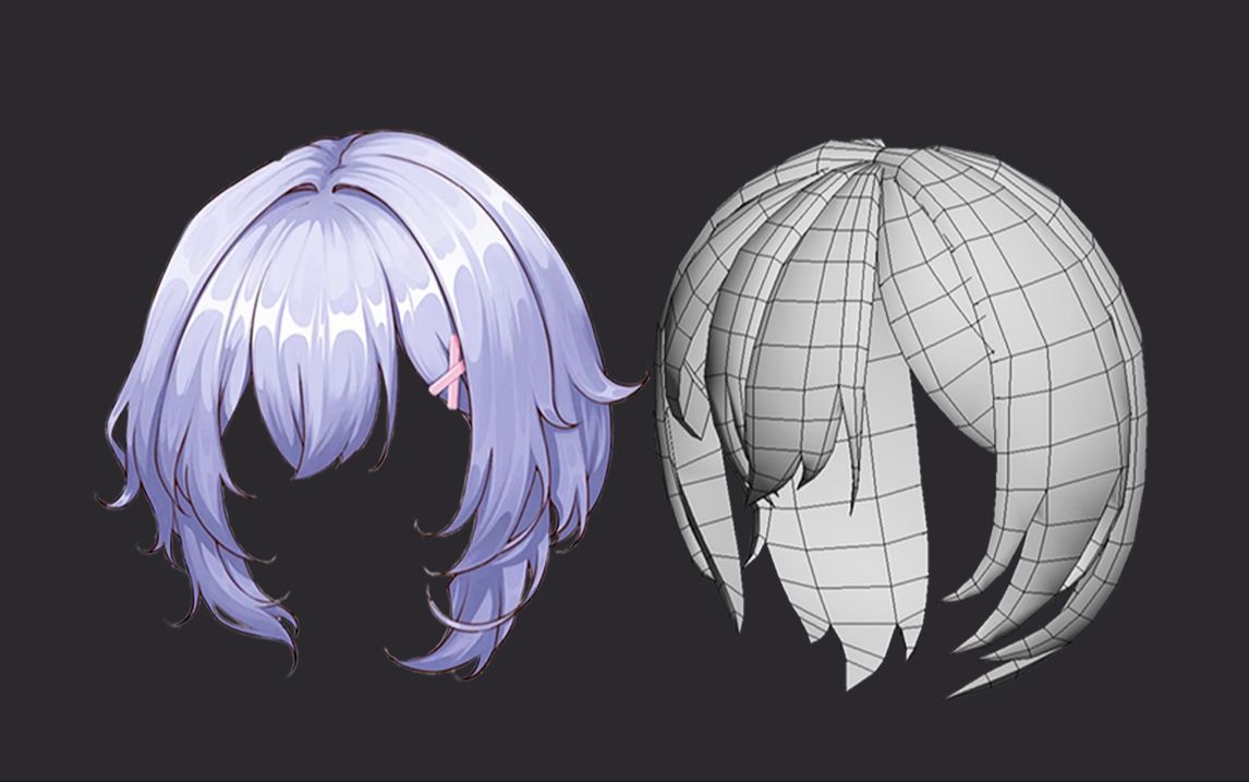 3DMAX人物建模， 二次元头发模型制作 #3D人物建模#角色建模#头发建模 - 哔哩哔哩