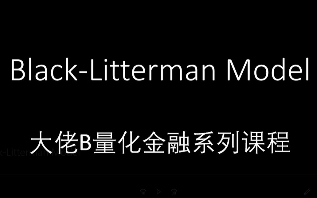 量化金融系列：Black-Litterman Model_哔哩哔哩_bilibili