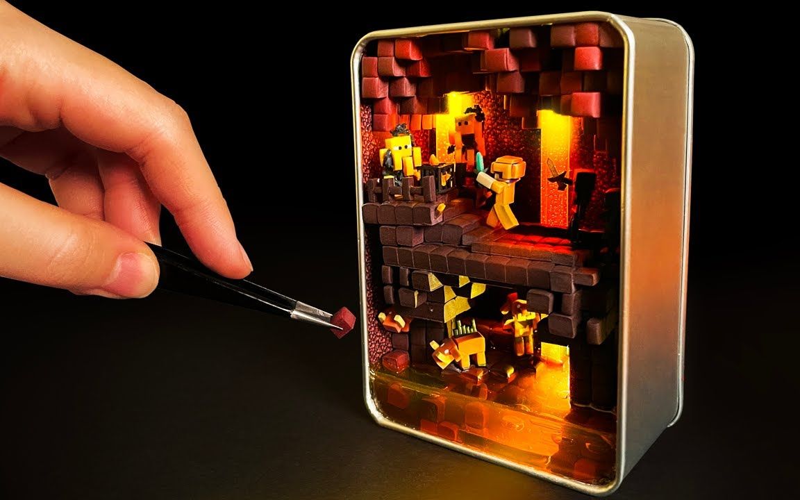 【Minecraft】将我的世界下界/地狱装进小展览盒里！（WUZU Clay）_哔哩哔哩_bilibili