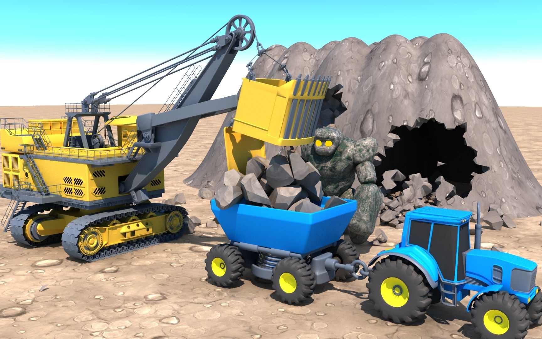 矿用挖掘机，少儿挖掘机动画片、工程车汽车玩具幼儿启蒙益智动画-兵兵宝贝儿童动画-兵兵宝贝儿童动画-哔哩哔哩视频